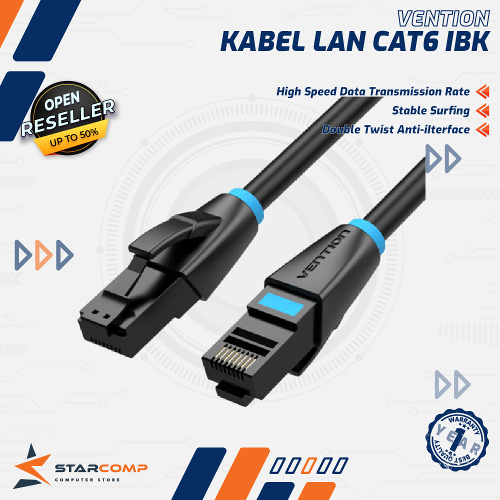 Jual Vention Kabel LAN RJ45 Cat.6 UTP Ethernet Gigabit Round IBKB | Shopee Indonesia