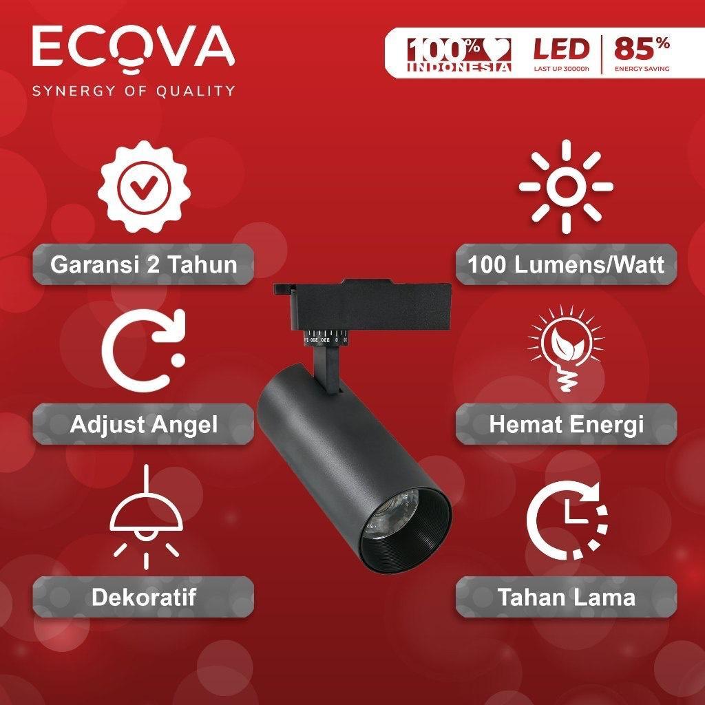 Jual Ecova - Lampu LED Track Light 10W / 20W / 30W Lampu SpotLight LED Track Rell Hemat Listrik ...