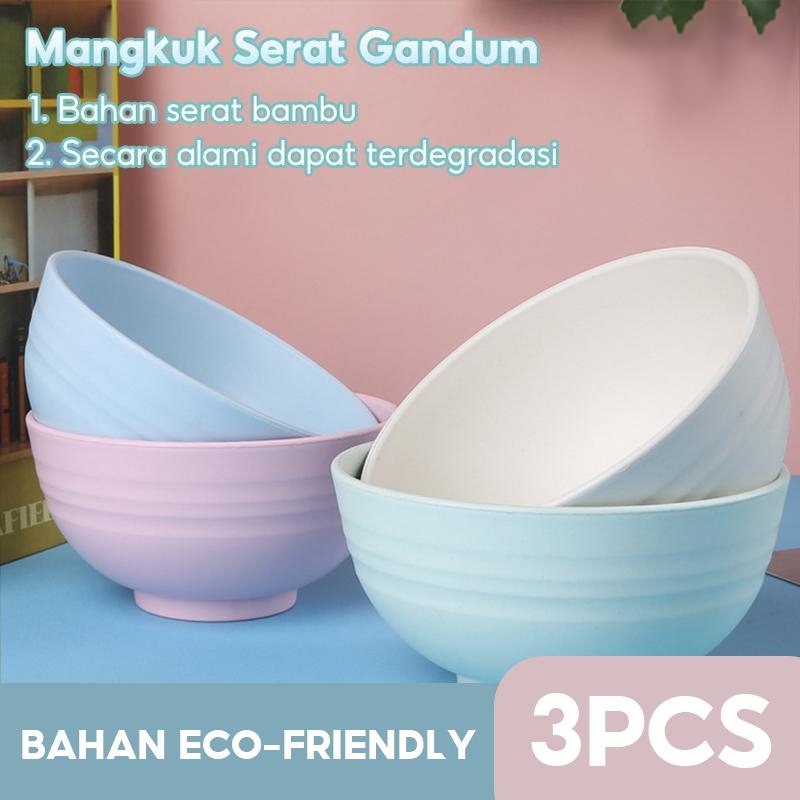 Jual YooWoo 3pcs Mangkok Serat Jerami | Wheat Straw Bowl | Wadah dan ...