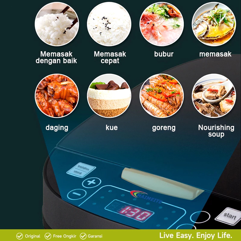 Jual MAIMEITE 5L Rice Cooker Magic Com Free Steamer Penanak Nasi Sehat ...