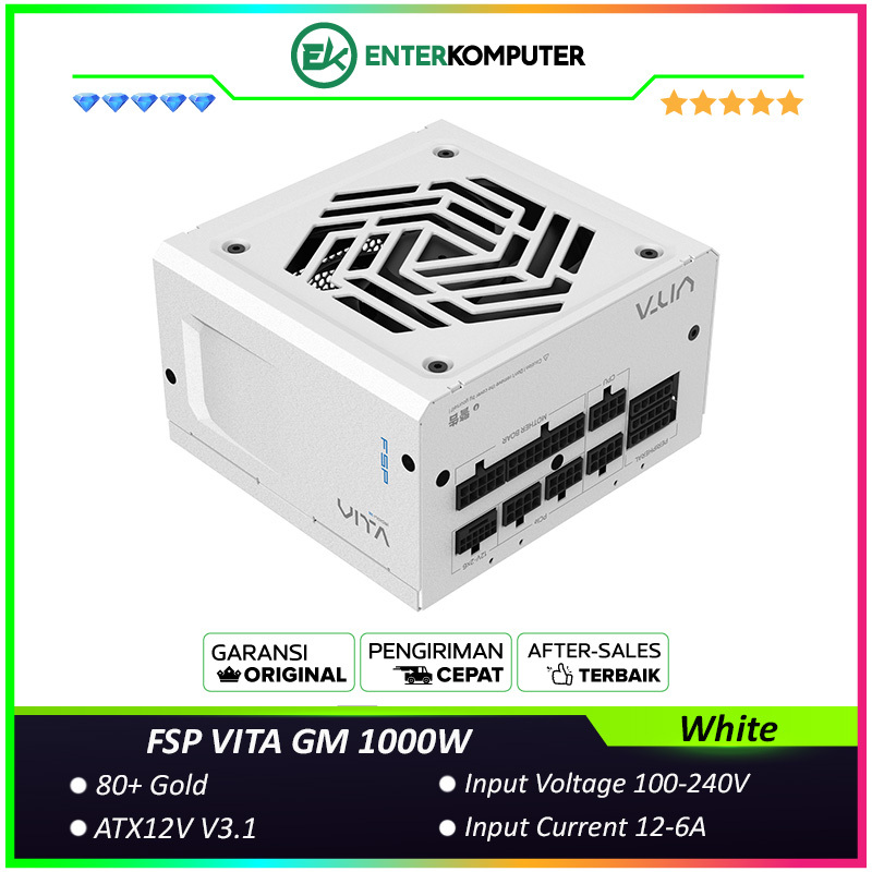 Jual FSP VITA GM White 1000W ATX3.1 PCIe 5.1 80+ Gold - Full Modular / PSU 1000 Watt | Shopee ...