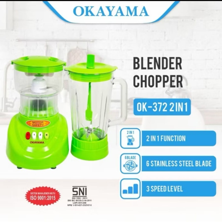 Jual OKAYAMA Blender Chopper OK-372 2 IN 1 Blender FOOD Processor ...