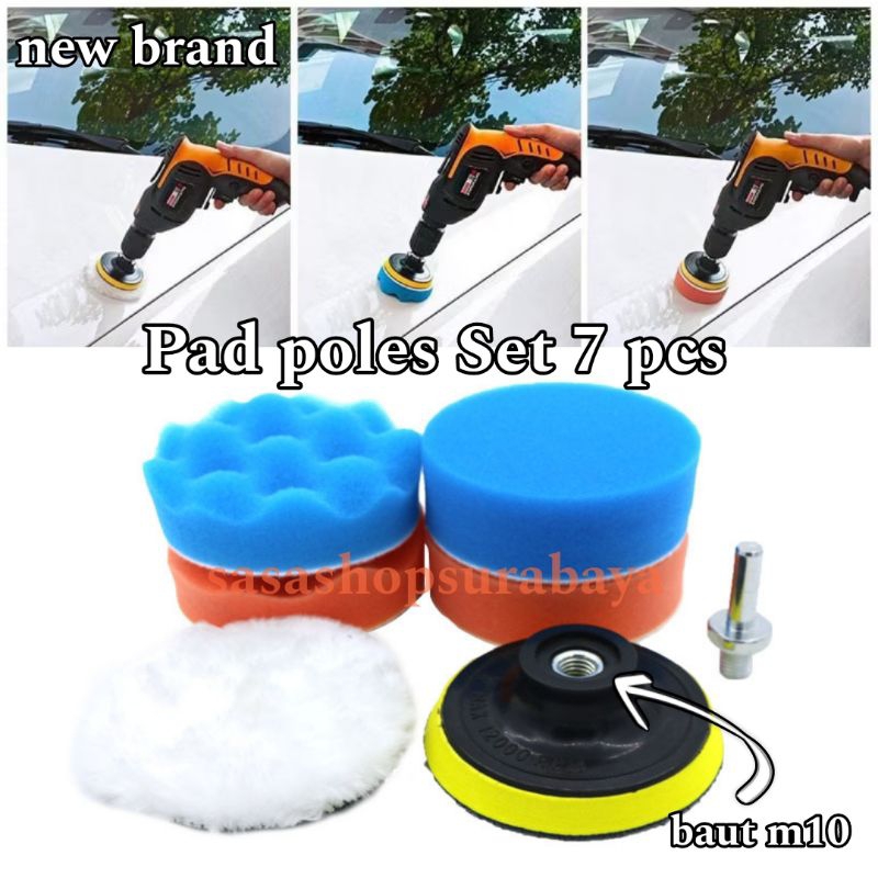 Jual PAD POLES Busa poles mobil buffing set 7pcs | Shopee Indonesia