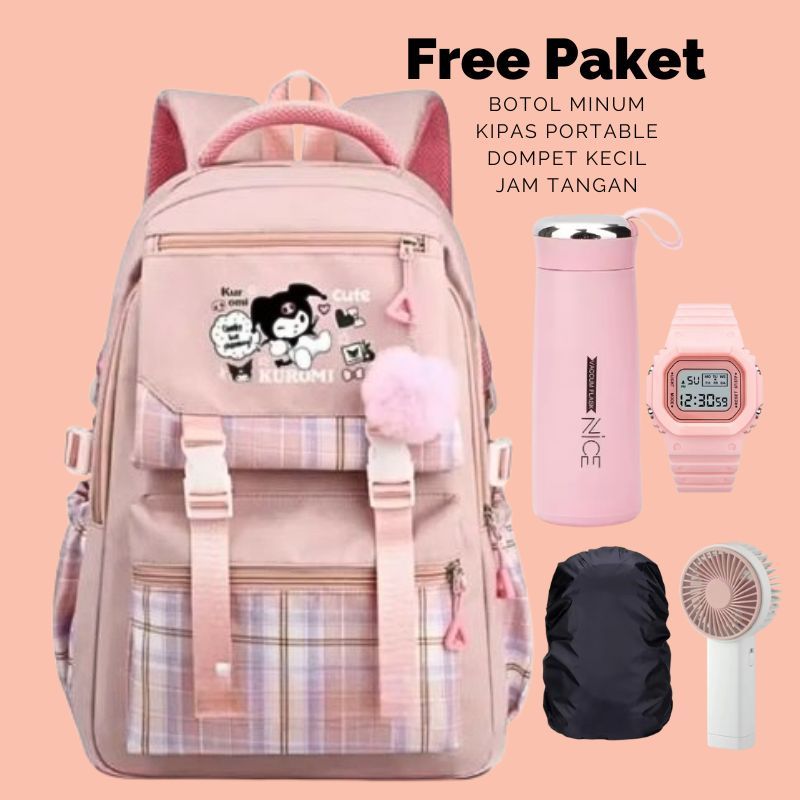 Jual BANYAK BONUSNYA Tas Ransel Korean Kurumi 5in1 Ransel anak Sekolah Sd Smp Remaja Tas Ransel ...