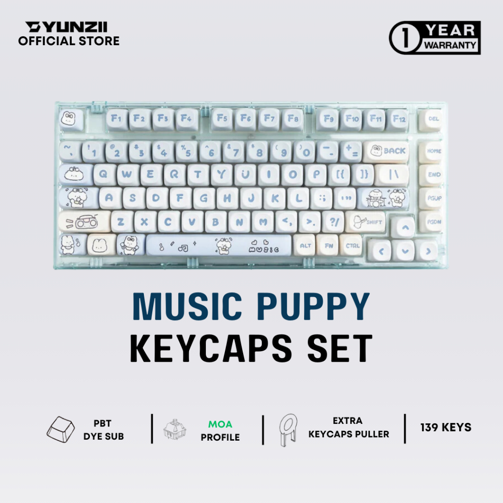 Jual Yunzii Music Puppy Keycap Set PBT MOA Profile 139 Keys Full ...