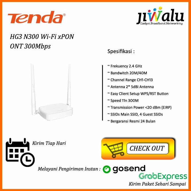 Jual Tenda HG3 N300 Wi-Fi xPON ONT 300Mbps | Shopee Indonesia