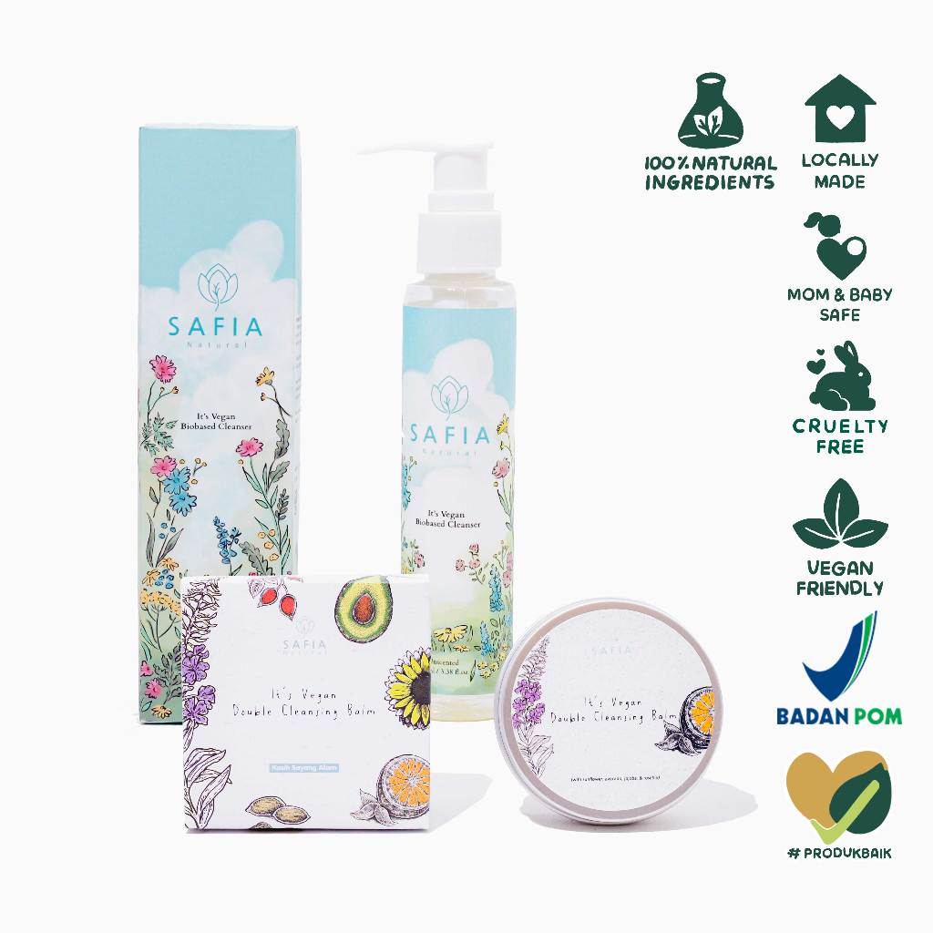 Jual Bundle Safia Natural It's Vegan Double Cleansing Balm & Biobased Cleanser | Shopee Indonesia