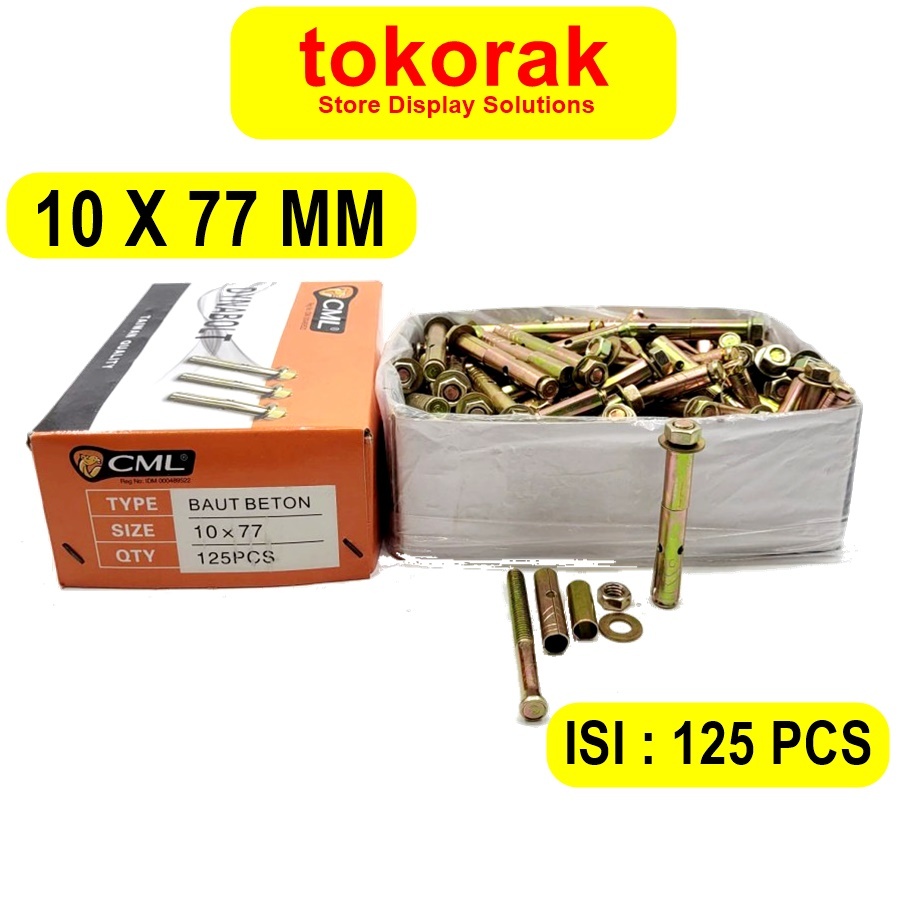 Jual DYNABOLT BAUT BETON 10 X 77 MM / BOX ISI 125 PCS CAMEL DINABOLT ...