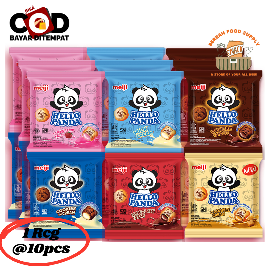 Jual [ BERKAH ] HELLO PANDA ISI 10 @ 10 GR MILK COKLAT STRAWBERRY ...
