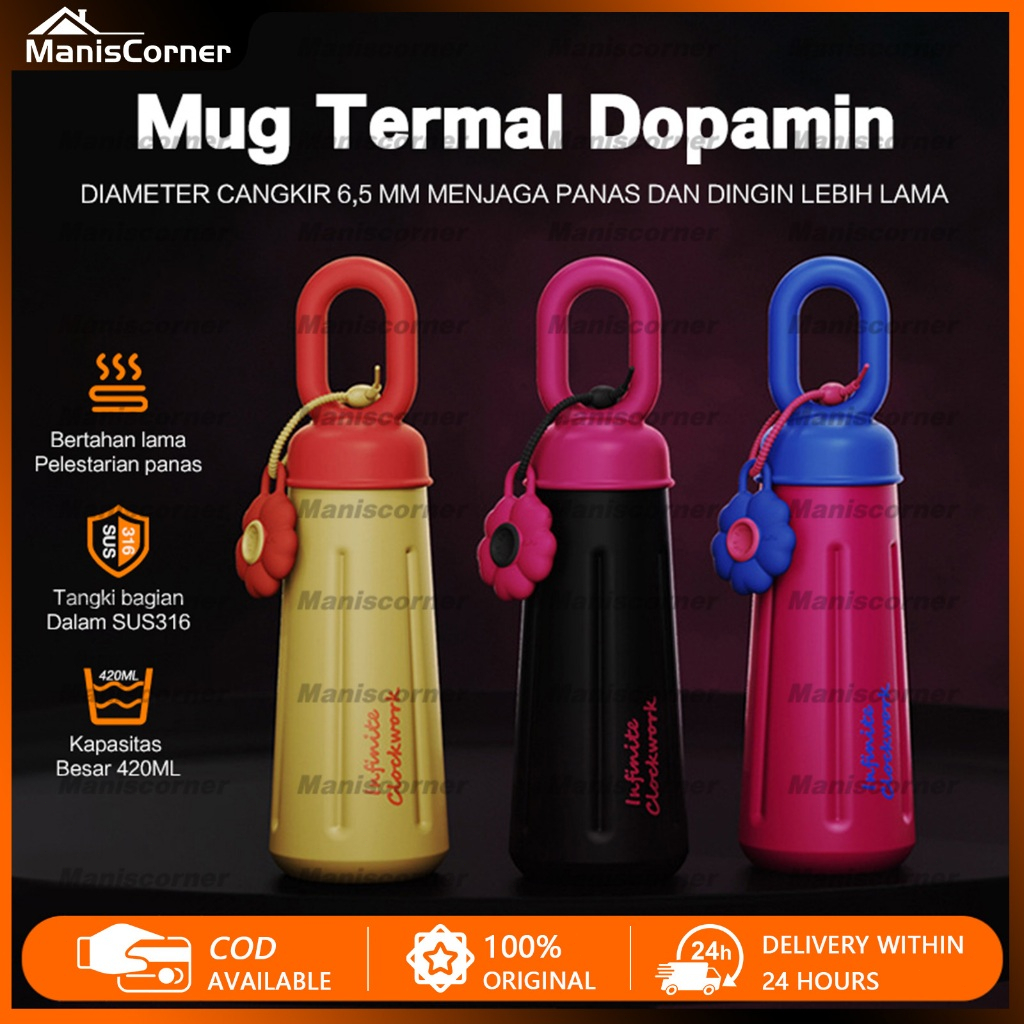 Jual Baru Mug Termal Dopamin / Minum Tumbler 420ML Botol Air Minum Stainless Steel 316 Tumbler ...
