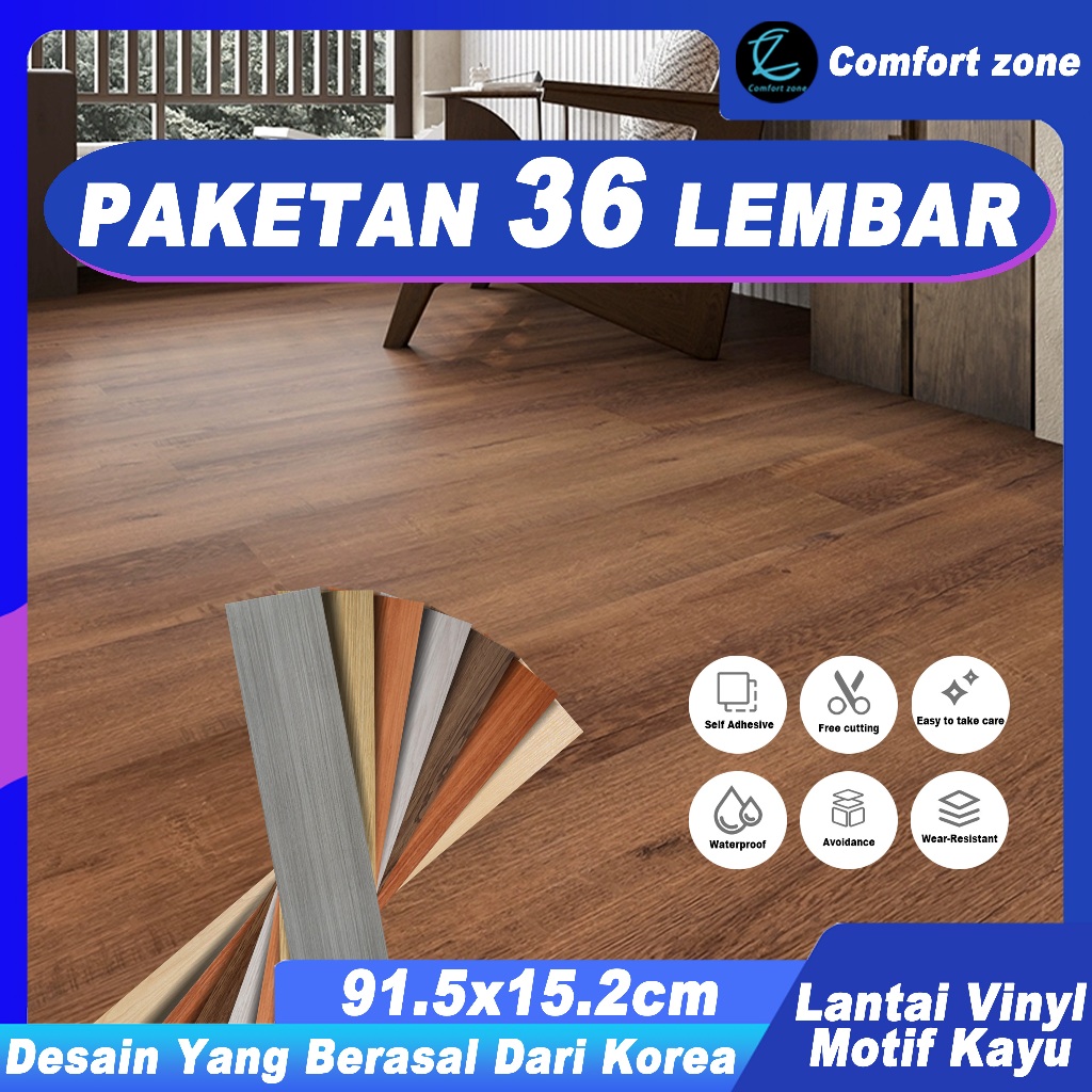 Jual 【Comfort Zone】1 BOX (36 Pcs) Floor Vinyl Lantai Stiker Ukuran 91 ...