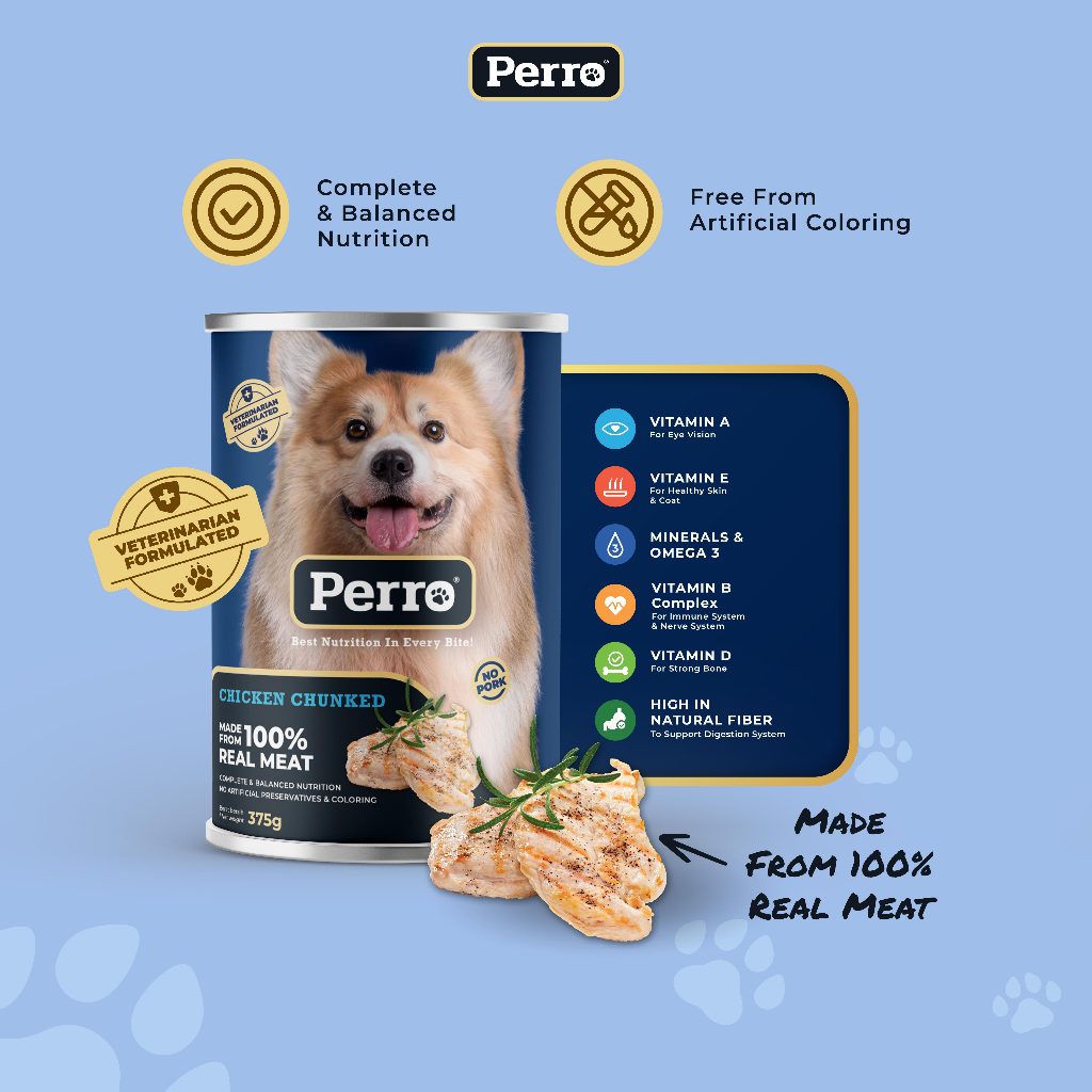 Jual Perro Wet Dog Food Adult Chuncked Chicken 375gr | Shopee Indonesia