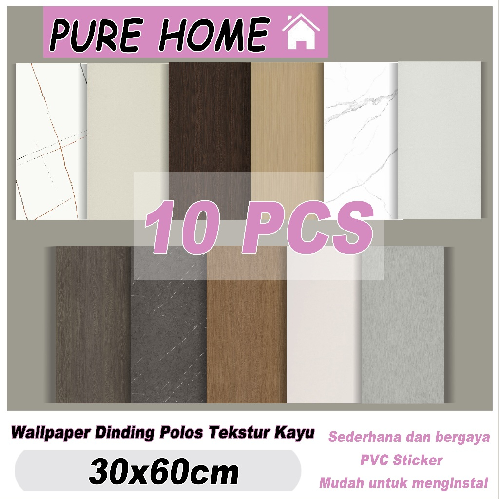 Jual Pure Home-Paket 10 Lembar Matte wallpaper dinding vinyl 30x60cm ...