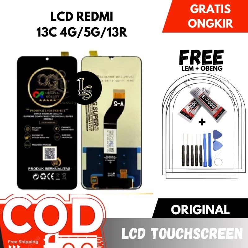 Jual Lcd Touchscreen XIAOMI REDMI 13C 4G/5G/13R Original Fullset FREE Lem dan Obeng (OG SUPER ...