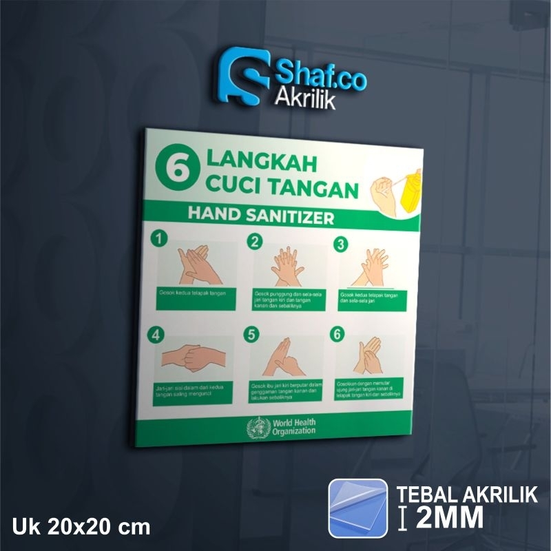Jual AKRILIK SIGN BOARD 6 LANGKAH CUCI TANGAN // ACRYLIC // RAMBU-RAMBU ...