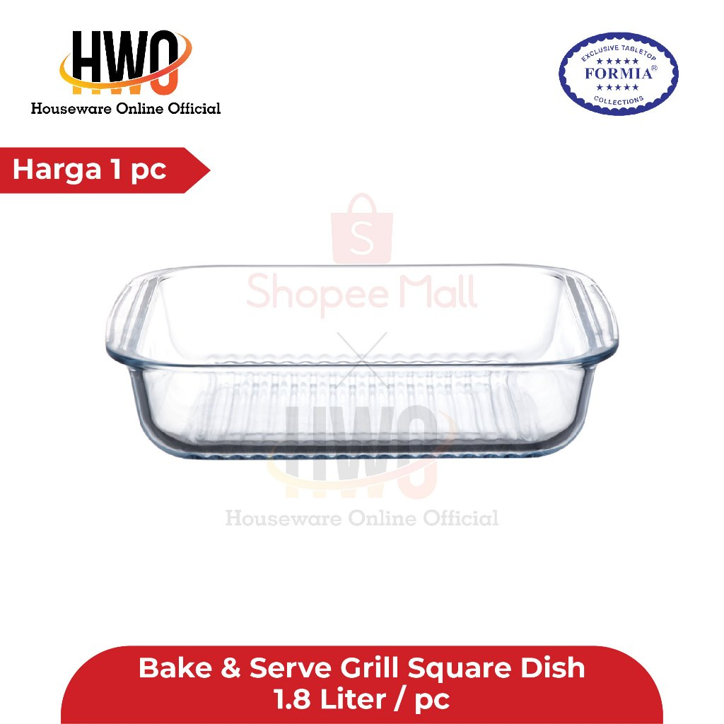 Jual Formia Bake & Serve Grill Square Dish 1.8 Liter / pc | Shopee ...