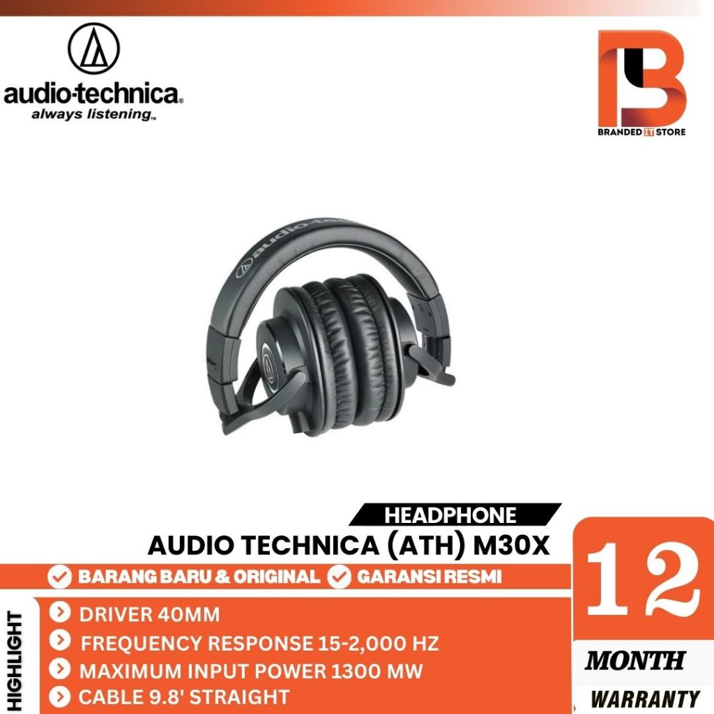 Jual Headphone Audio Technica M30X Wired - Audio-Technica ATH-M30X ...