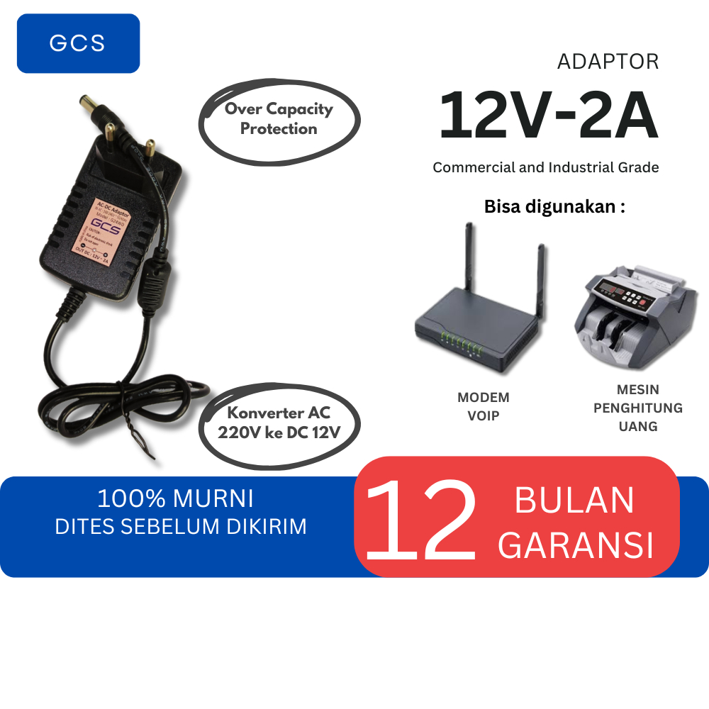 Jual Adaptor AC DC 12V-2A Adaptor Router Wifi Modem Kamera CCTV LED ...