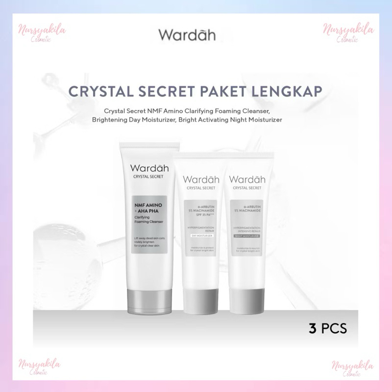Jual Wardah Crystal Secret Paket Skincare 3pcs ( Foaming Cleanser + Day ...