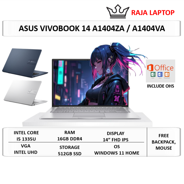 Jual Laptop Asus Vivobook 14 A1404VA / A1404ZA Intel i5 Gen 13 16GB ...