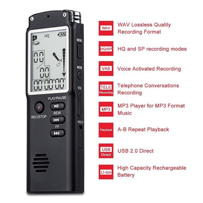 Jual Taffware Perekam Suara Digital Voice Recorder 8GB T60 Hitam ...