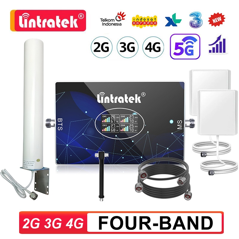 Jual Lintratek 4-Band Penguat Seluler 900 1800 2100MHz 850 LTE 2G 3G 4G Modem Penguat Sinyal HP ...
