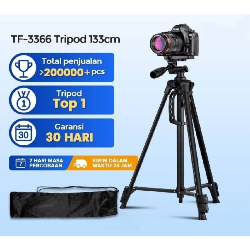 Jual TRIPOD TF-3366 1,4 METER UNTUK KAMERA DAN HANDPHONE LENGKAP DENGAN ...