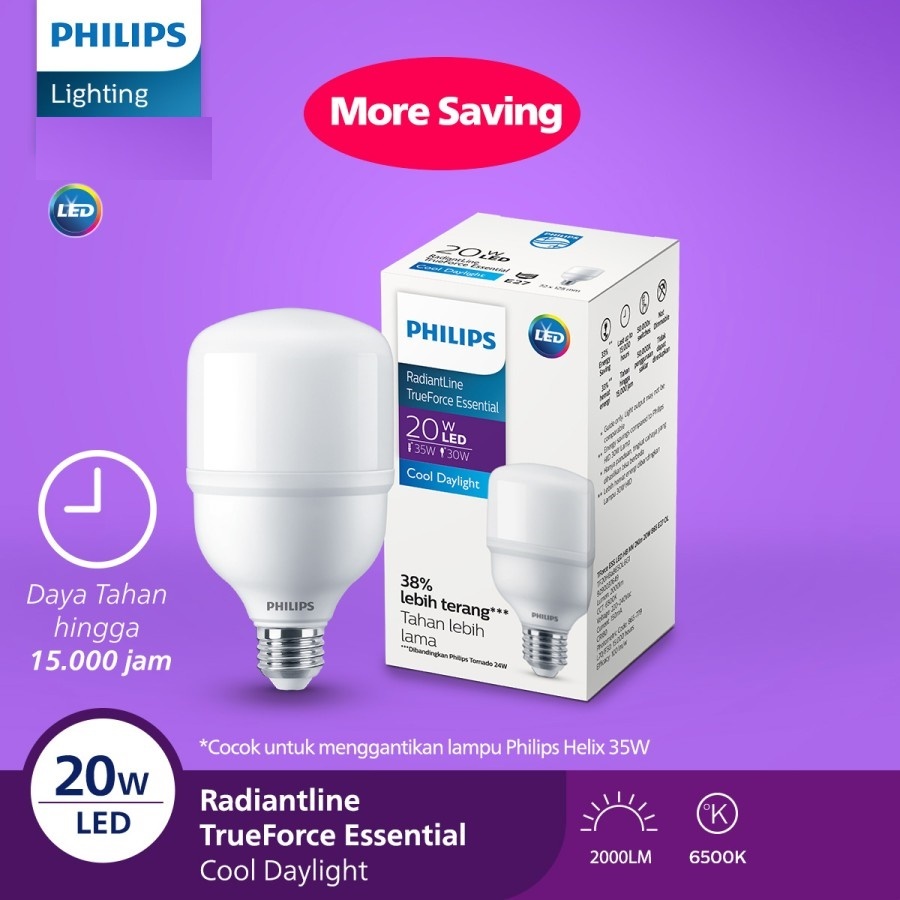 Jual Lampu Philips Bohlam Radiantline TrueForce Essential 20W Putih 20 watt hemat energy listrik ...