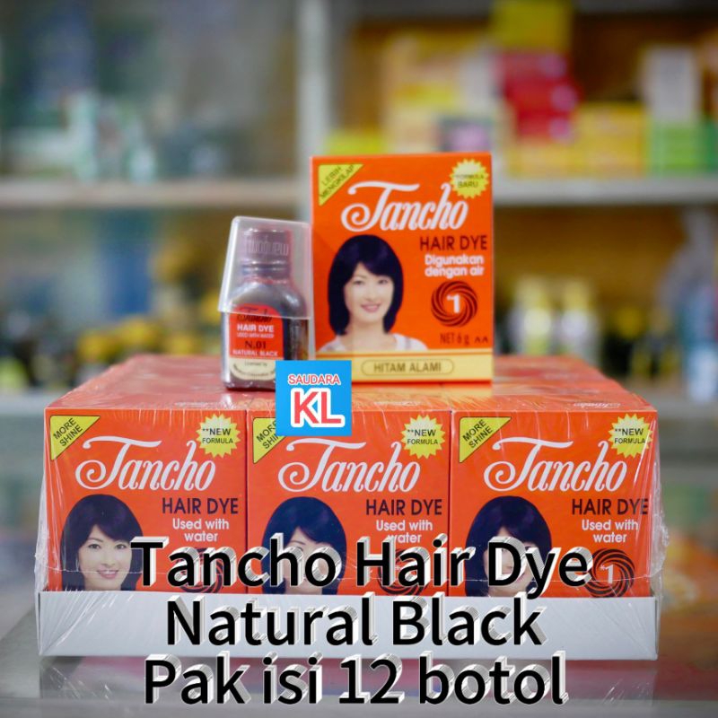 Jual TANCHO Powder Hair Dye - Natural Black - Pak isi 12 botol | Shopee ...