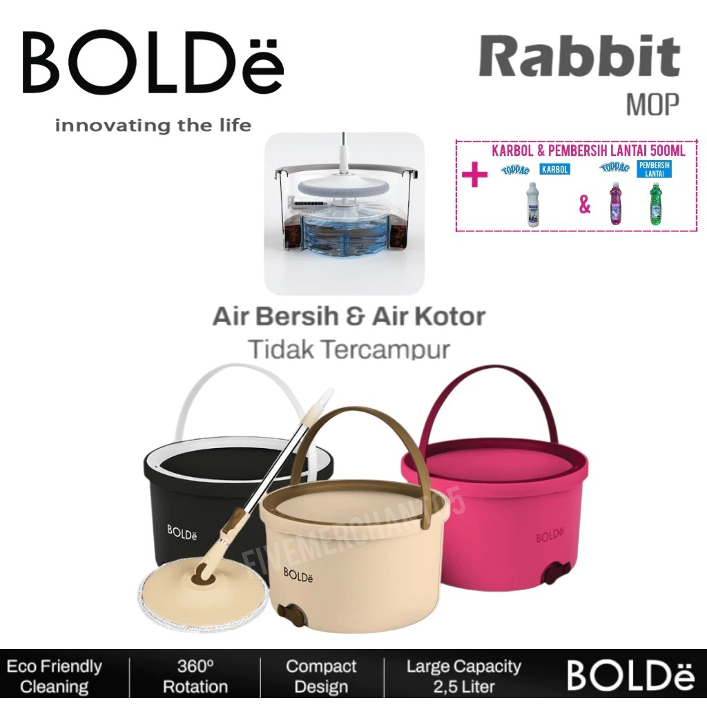 Jual BOLDe ALAT PEL SPIN MOP RABBIT Air Bersih dan Kotor Terpisah ...