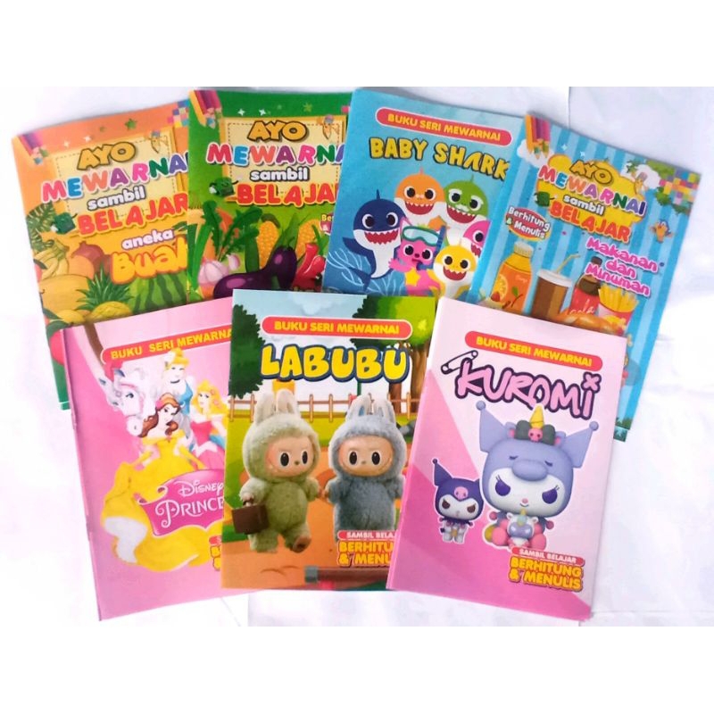 Jual Buku Mewarnai Karakter Ukuran A5 Ayo Mewarnai Baby Shark Labubu ...