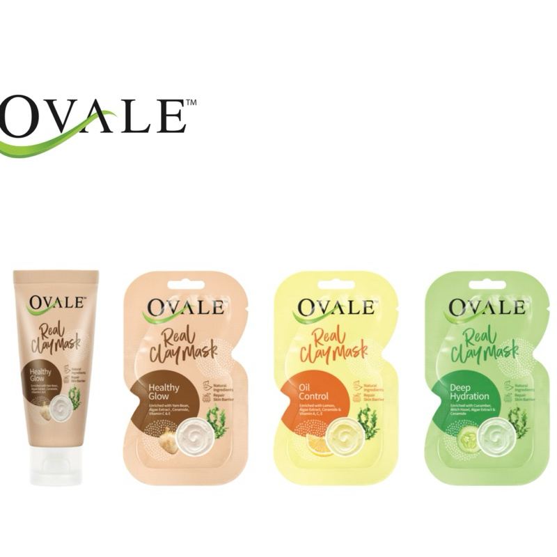 Jual Ovale real clay Mask tube 75 gr / Sachet 15 gr healthy glow ...