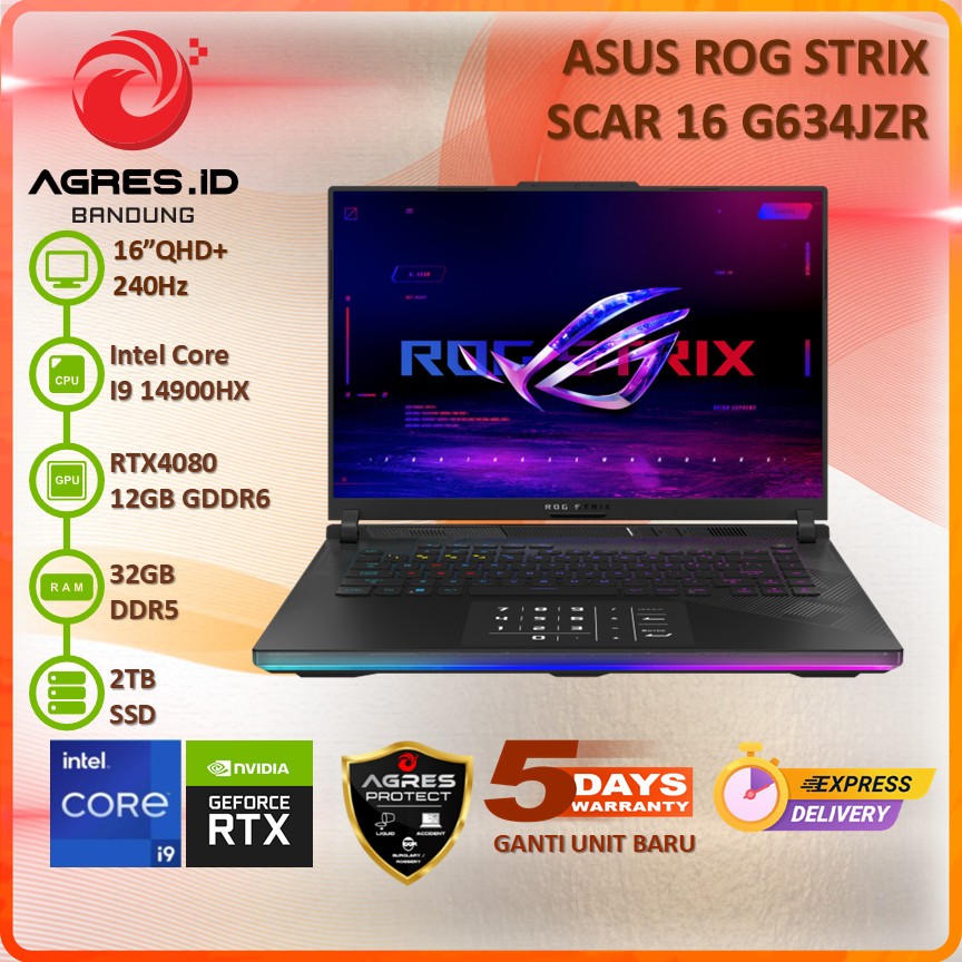 Jual ASUS ROG STRIX CAR 16 G634JZ I9 14900HX RTX4080 32GB 2TB 16" QHD+ ...