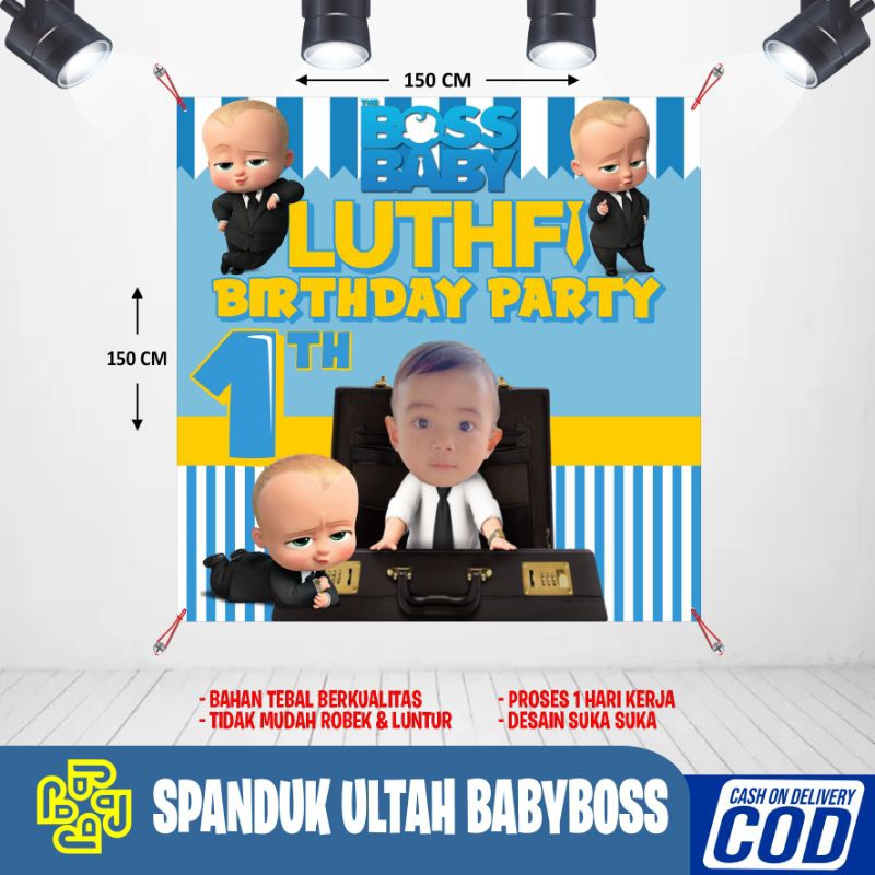 Jual SPANDUK backdrop banner ULTAH BABY BOS/perlengkapan dekorasi ultah ...