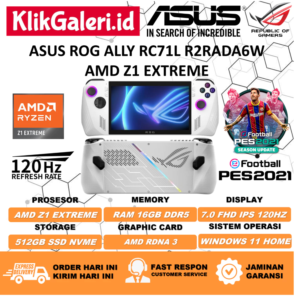Jual Gaming Handheld Asus Rog Ally RC71L Amd Z1 Extreme 16GB DDR5 512GB ...