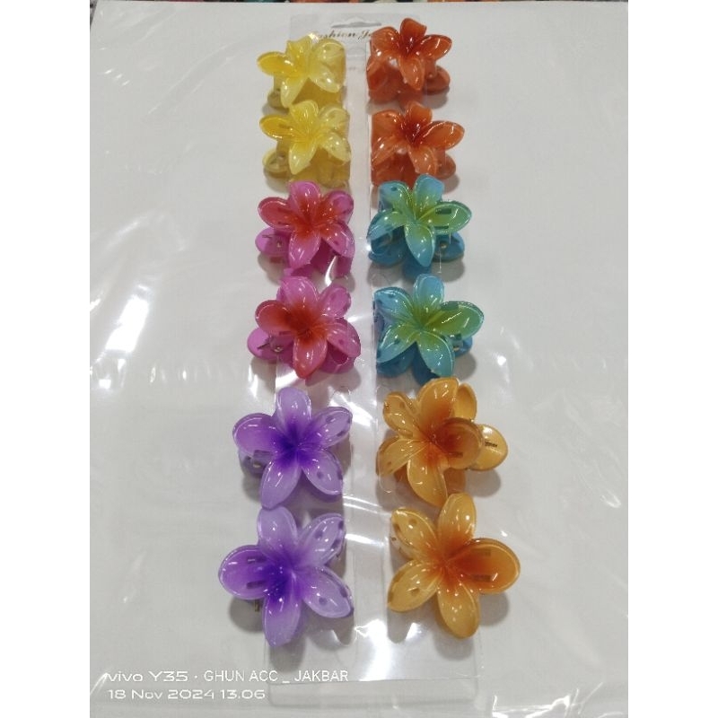 Jual Jepit rambut kamboja mini warna/jepit bunga bali isi 12 pcs ...