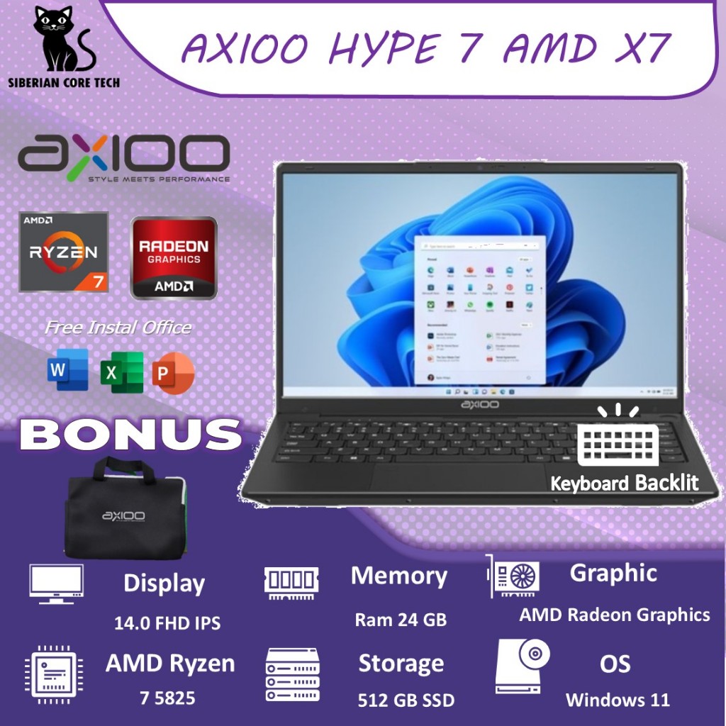 Jual AXIOO HYPE 7 AMD X7 RYZEN 7 5825 8GB 512GB 14.0FHD IPS BLIT BLU | Shopee Indonesia