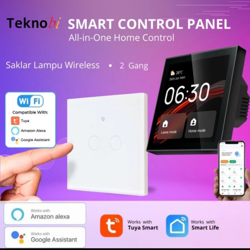 Jual Smart Control Panel Saklar Lampu 2 Gang Smart Home Device Wireless ...