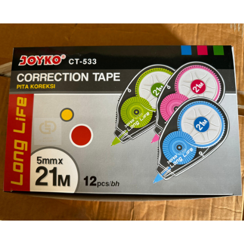 Jual Correction Tape Pita Koreksi Joyko CT-533 (1 BOX x 12 PCS ...