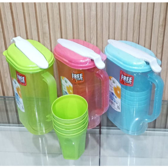 Jual ESKAN GREEN LEAF SET + GELAS 5960 S DAMICA 2,1L/TEKO AIR PLASTIK ...