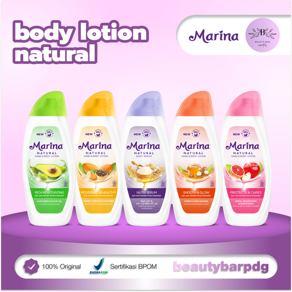 Jual Marina Hand Body Lotion Natural Series 95ml | Melembabkan Kulit ...
