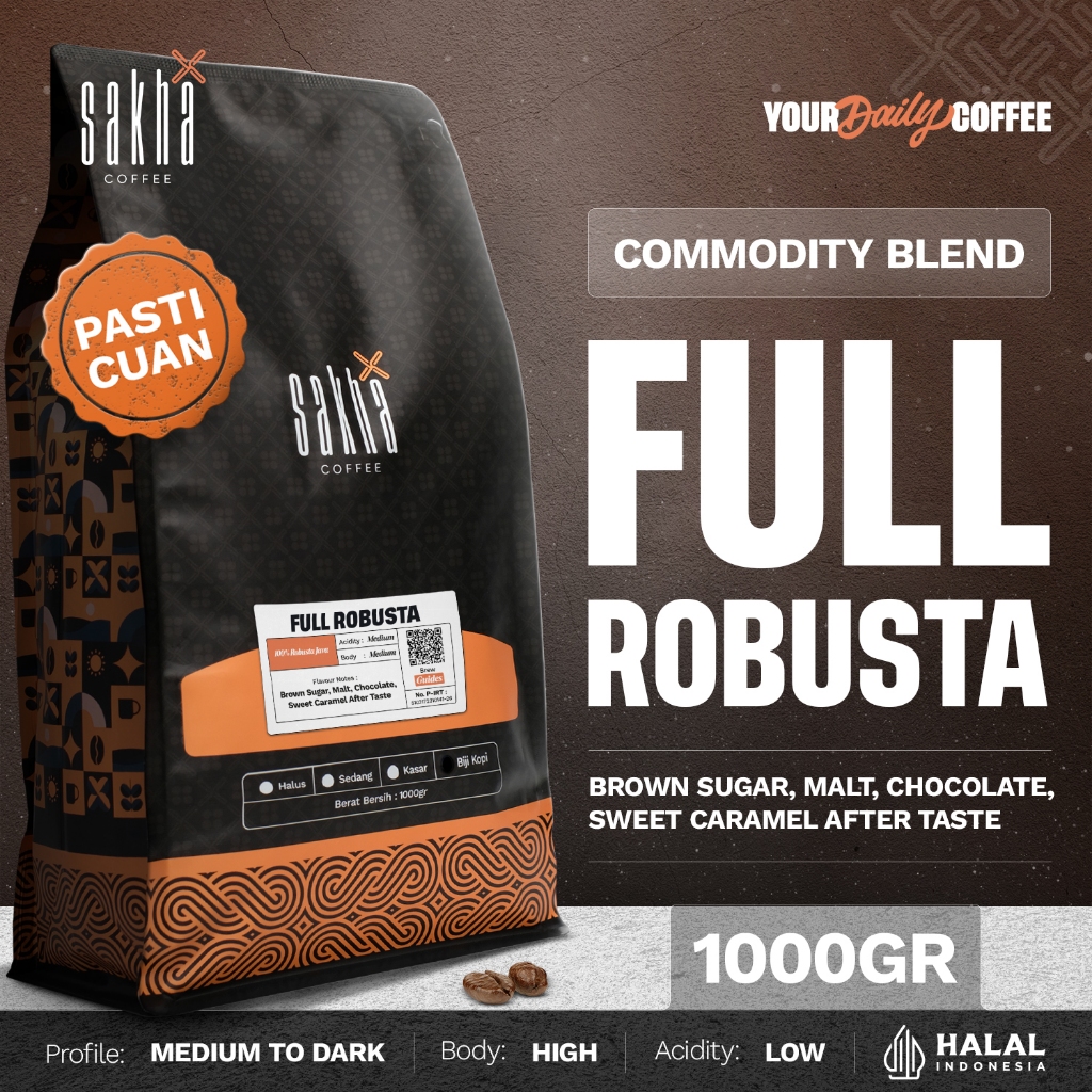 Jual BIJI KOPI FINE ROBUSTA 1KG Espresso Coffe Based By Sakha Coffee ...