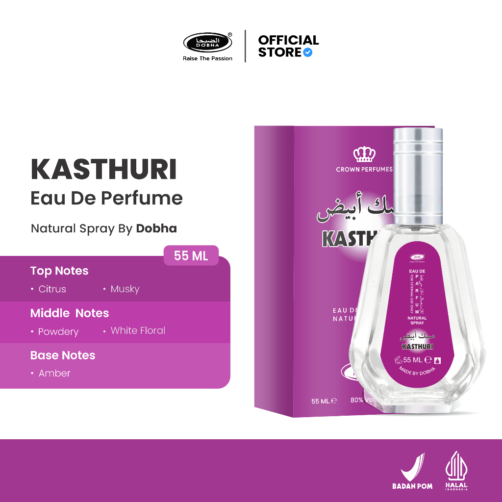 Jual Dobha Parfum KASTHURI - Parfum Spray 55ML BPOM & Halal Pria dan Wanita | Shopee Indonesia