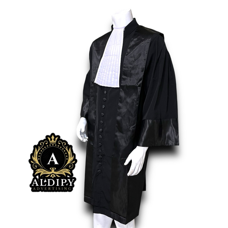 Jual Baju Toga Advokat Jaksa Hakim Bahan Jet Black Kerah Sanghai + Dasi ...