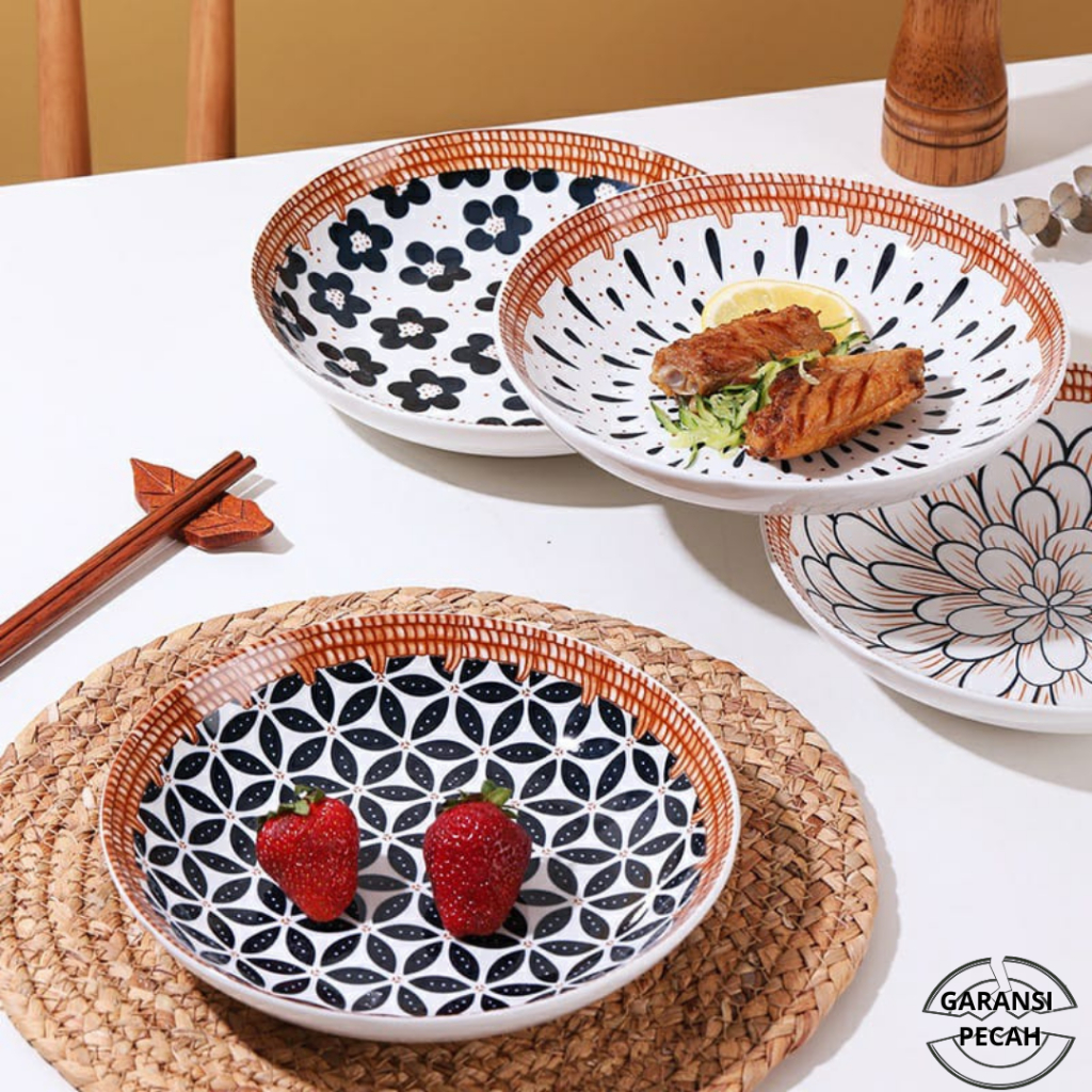 Jual Piring Keramik Motif Anyaman Ukuran 20cm Piring Jumbo Kapasitas ...