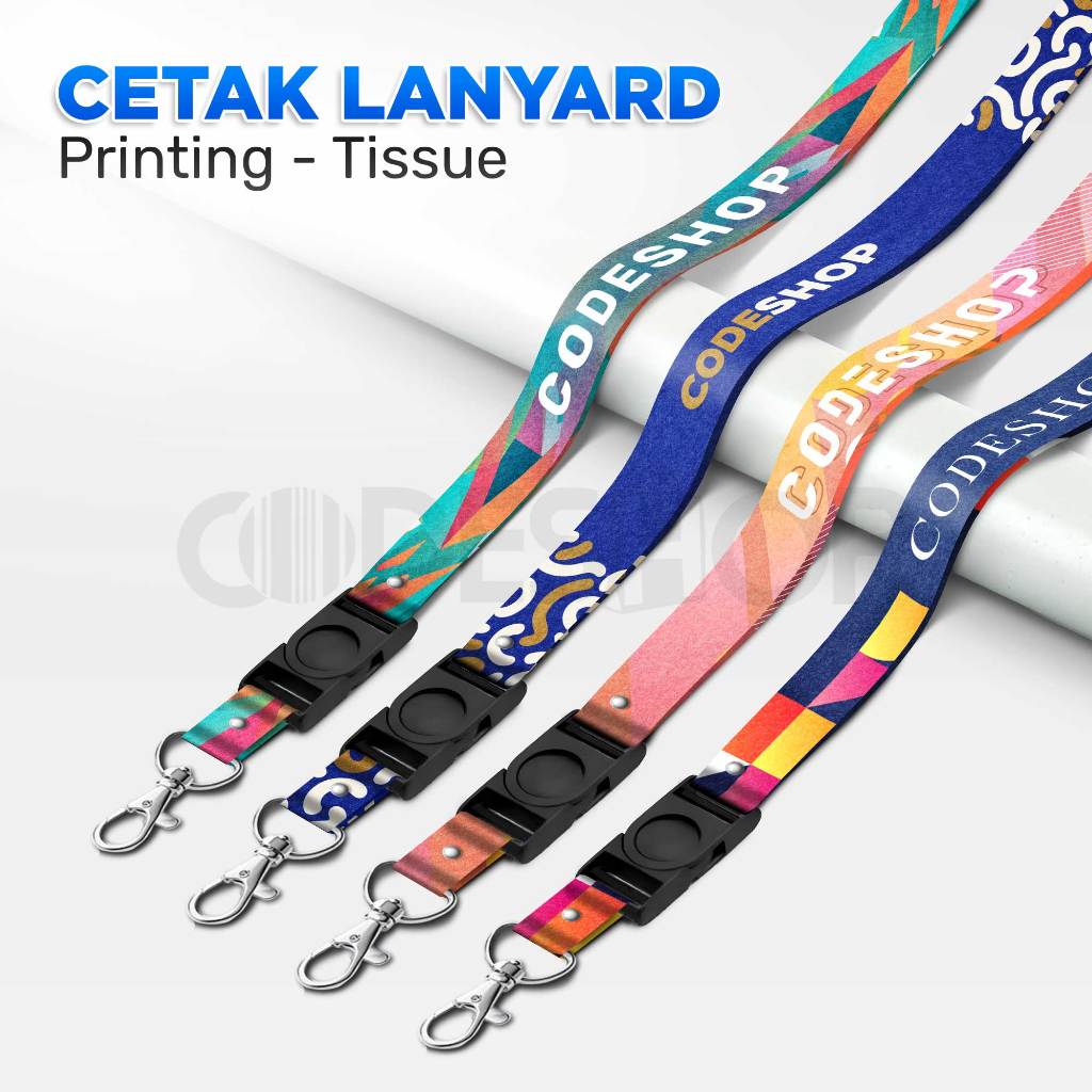 Jual Cetak Custom Tali Lanyard ID Card Tisu Printing Full Color 90cm ...