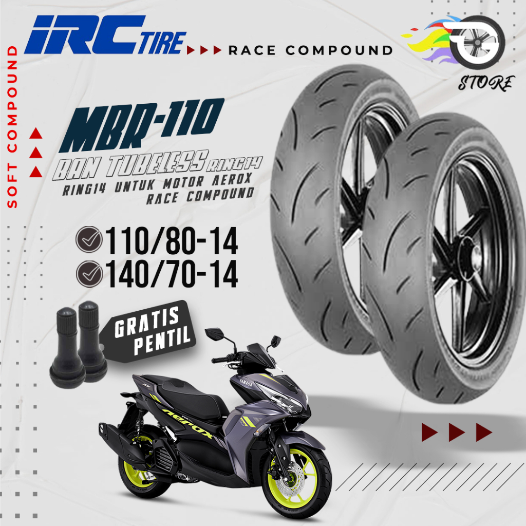 Jual Sepasang / Satuan Ban motor matic IRC MBR 110 AEROX Ring 14 110/80 ...
