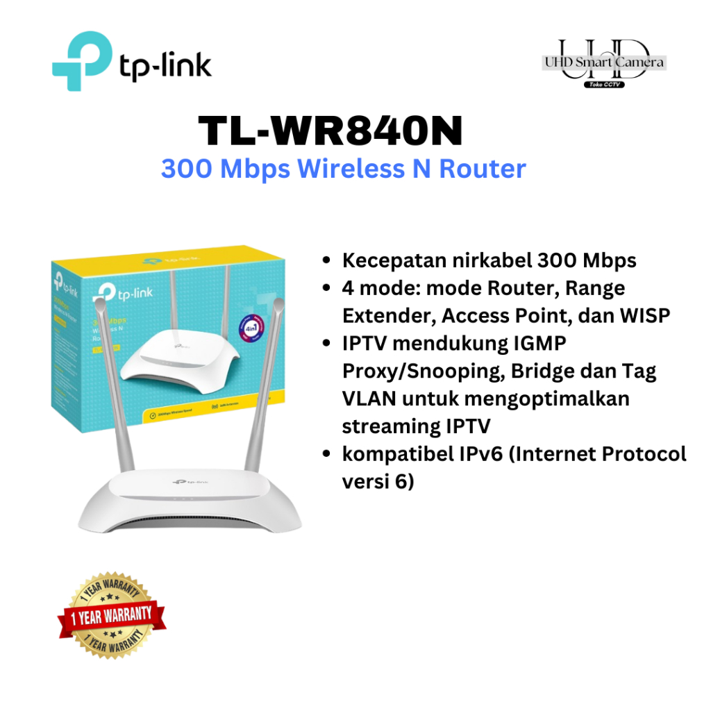 Jual TP-LINK - TL-WR840N Wireless N Router 300Mbps/Router Tp-Link Wifi ...