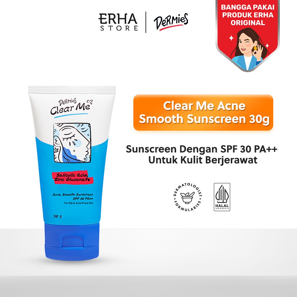 Jual DERMIES Clear Me Acne Smooth Sunscreen SPF 30 PA++ 30g - Sunscreen ...