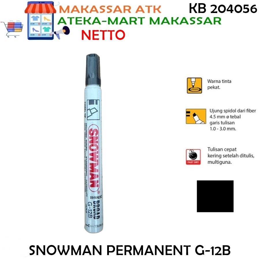 Jual [1 PCS] SNOWMAN PERMANENT MARKER G-12B HTM CHISEL TIP GIANT ...
